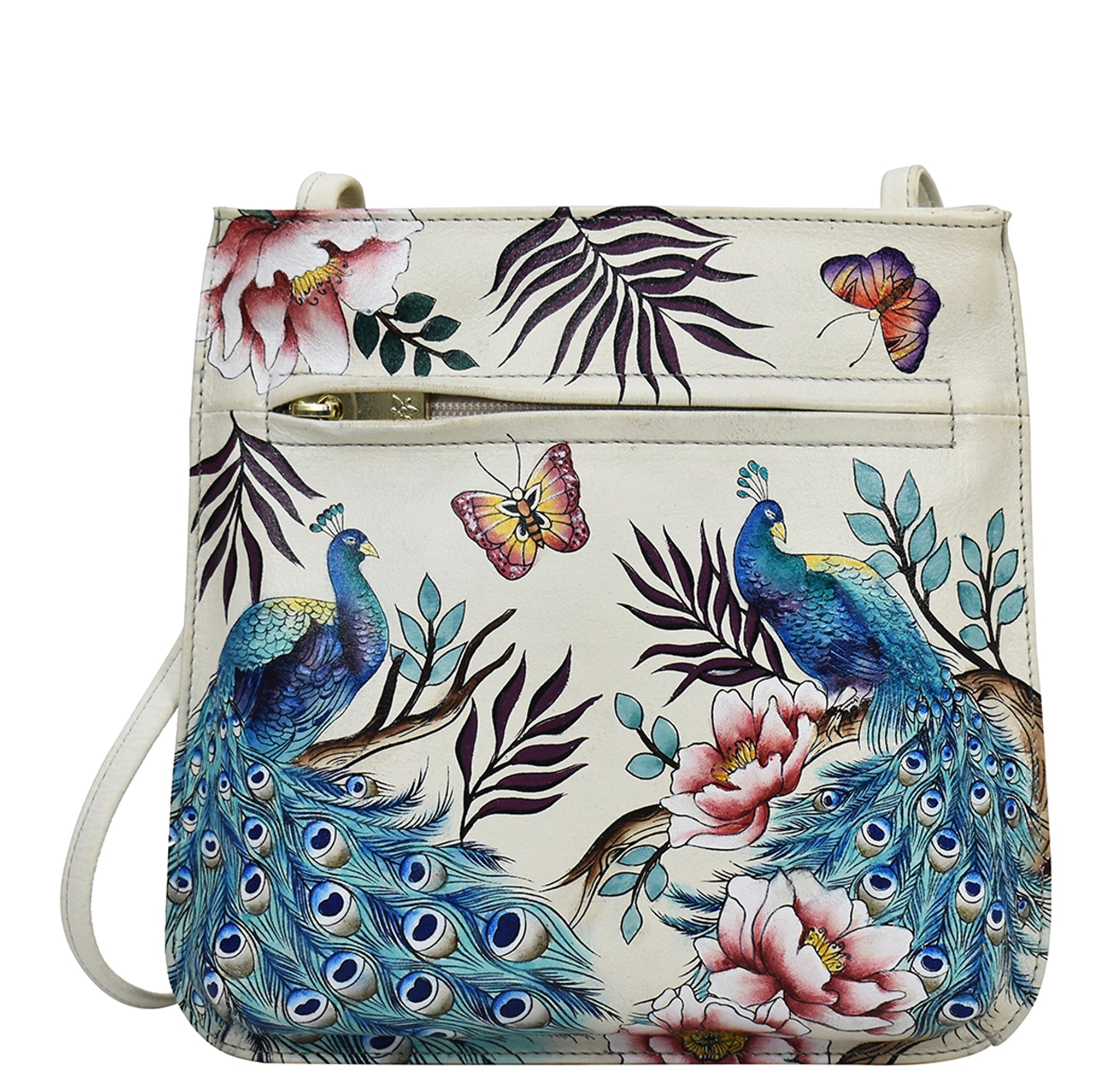 Leather Hand-Painted Slim Crossbody With Front Zip - 452 – Anuschka (IN)